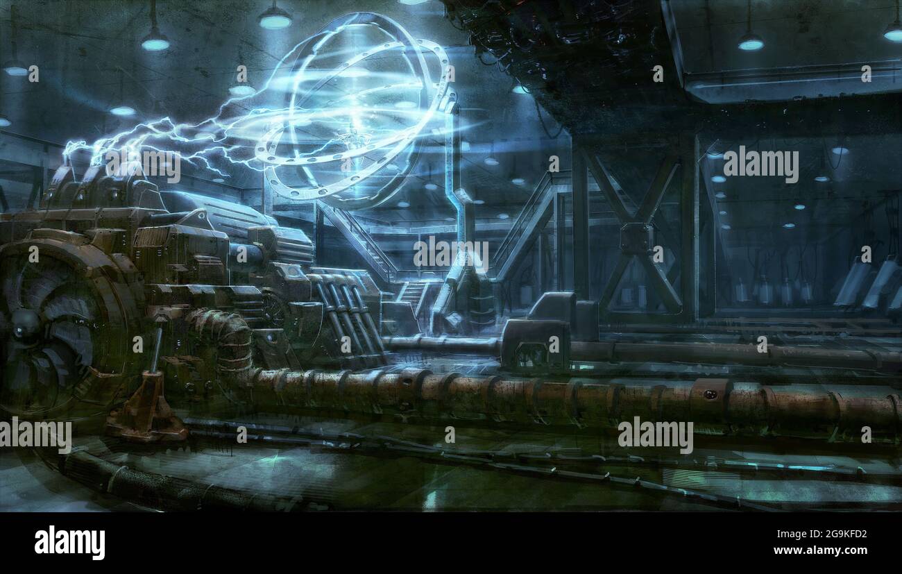 digital illustration of futuristic science fiction time machine ...