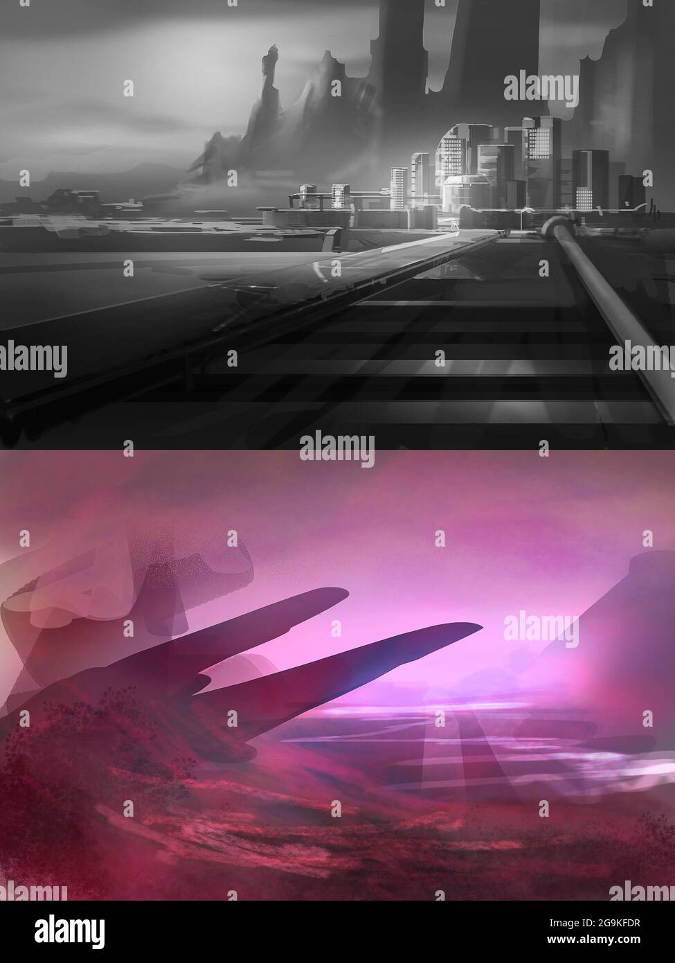 digital illustration of futuristic science fiction environment design ...