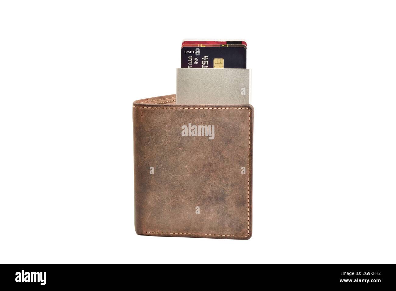 Credit Card In Wallet Isolated On White Background With Clipping Path ...