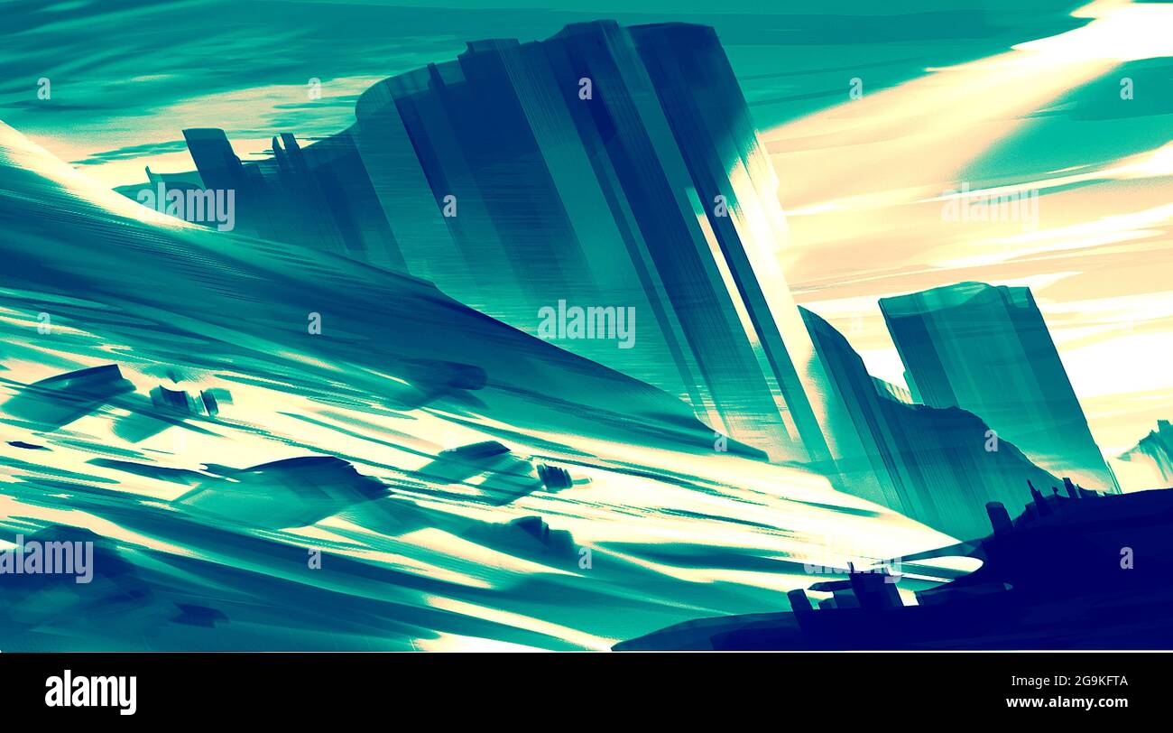 digital illustration of various abstract shape nature science fiction ...