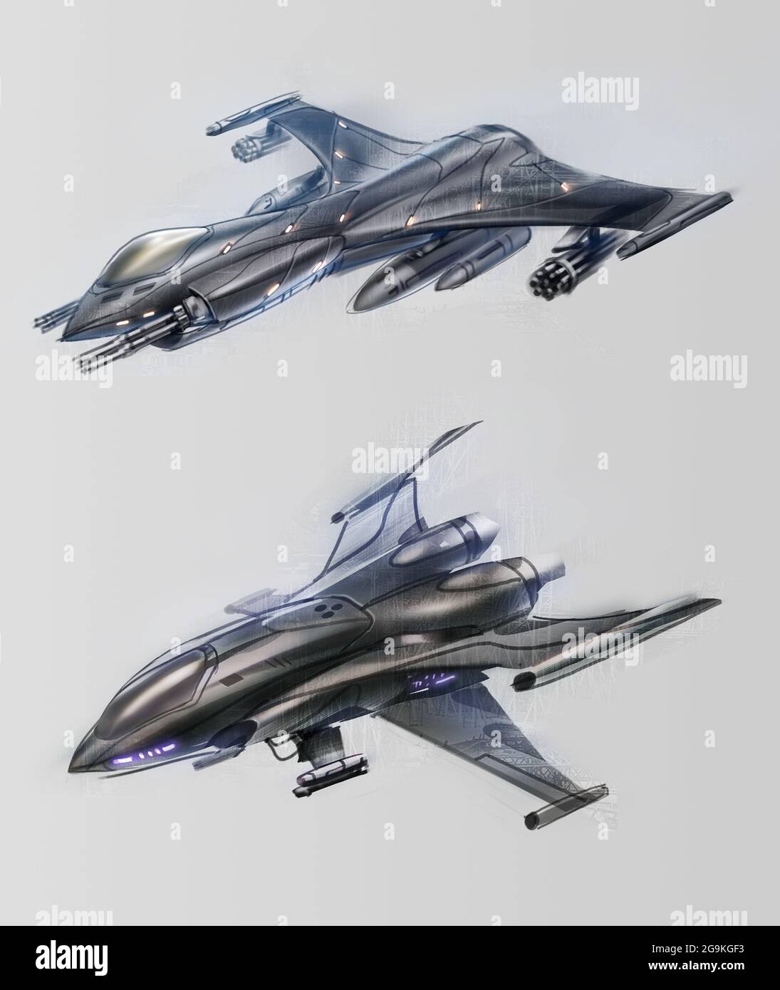 digital illustration of futuristic science fiction aircraft airship ...