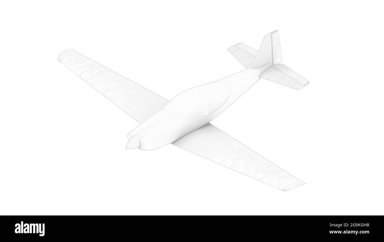 3D rendering of a small airplane outline computer model isolated on ...