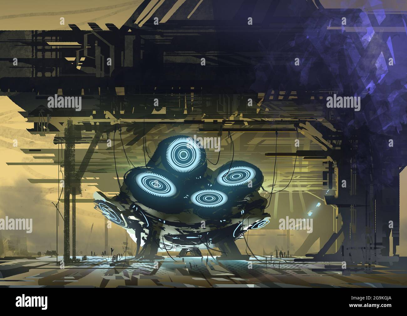 digital illustration of fantasy science fiction landscape Stock Photo ...