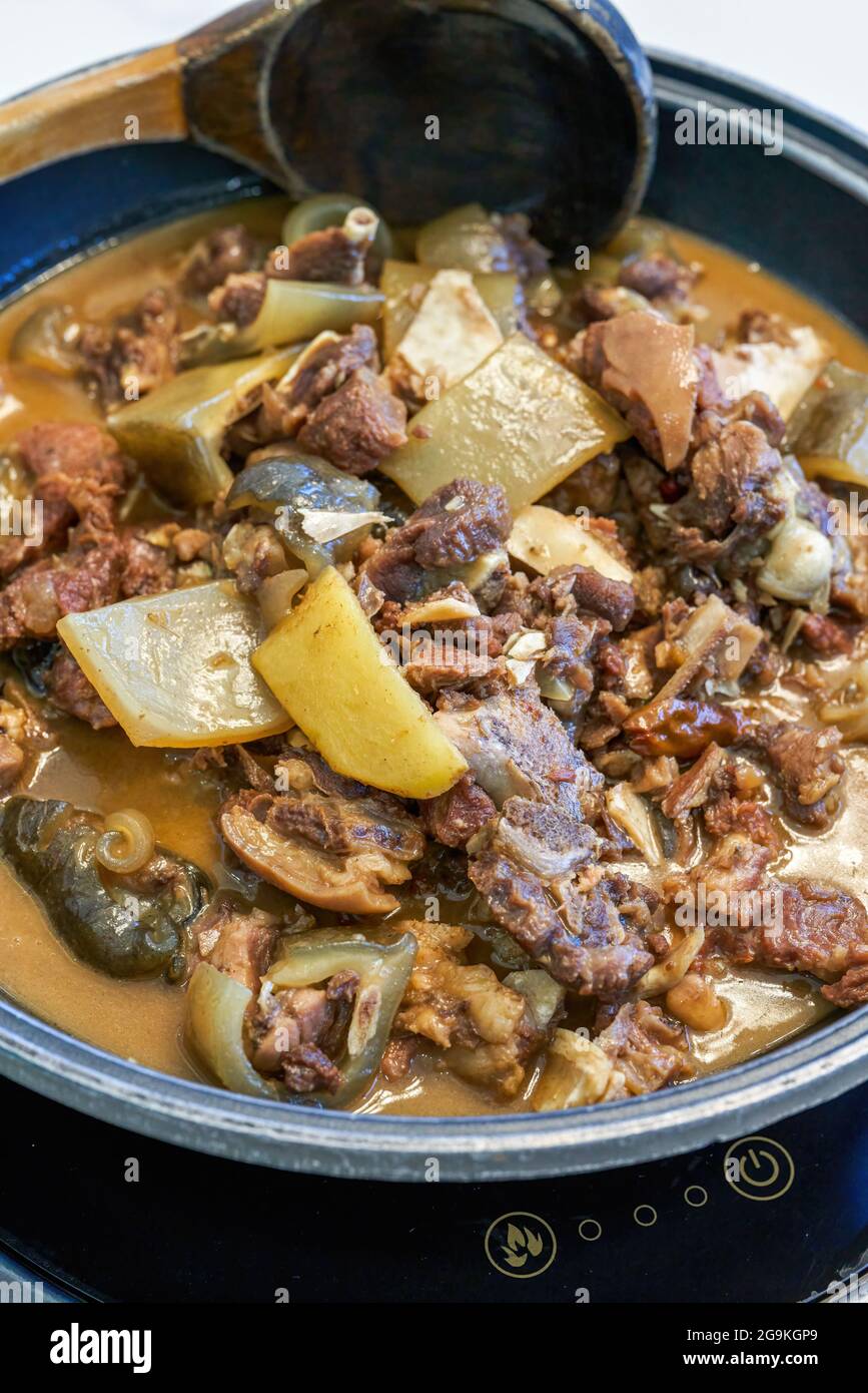 A delicious Chinese dish, braised turtle in fragrant sauce Stock Photo ...