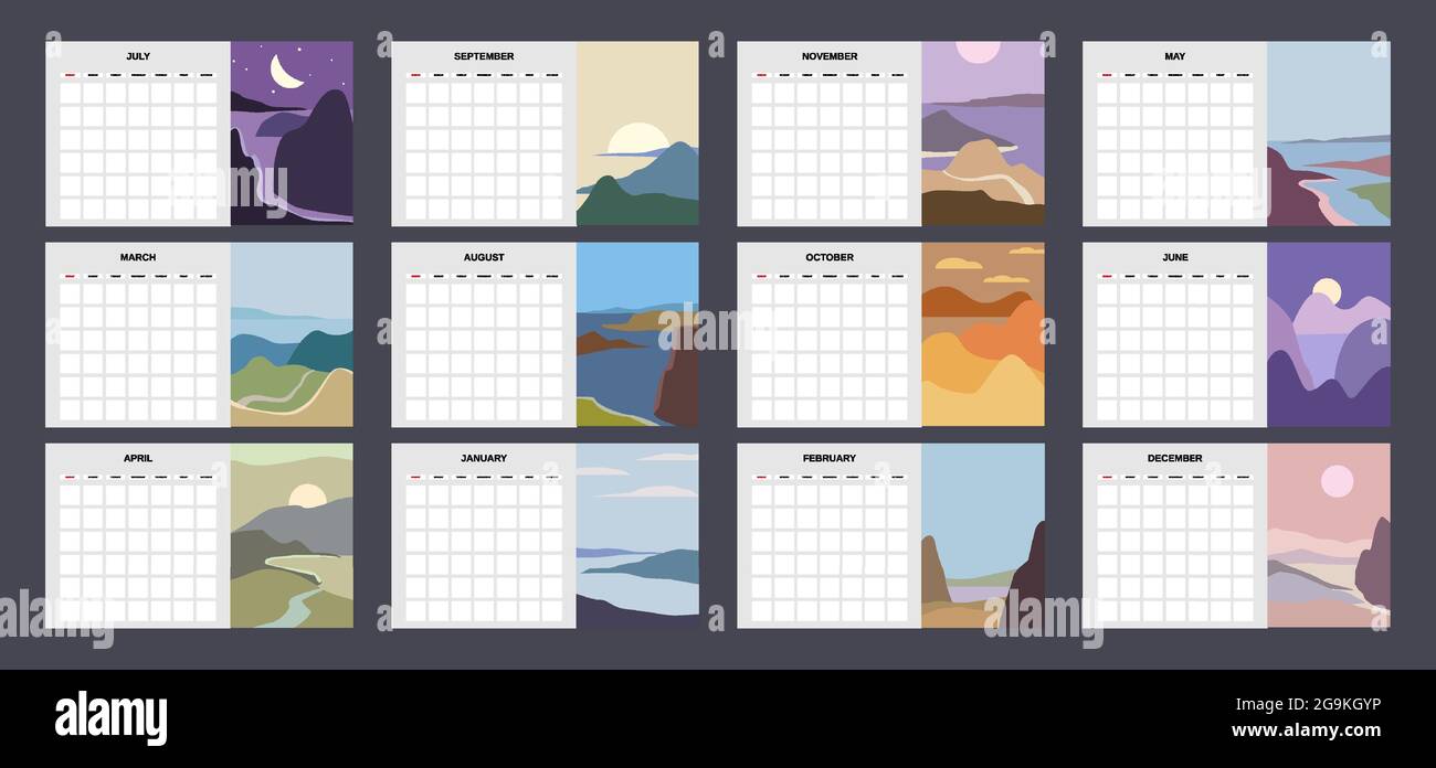 Calendar Planner abstract minimalist contemporary landscape natural ...