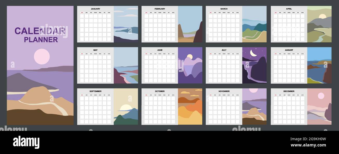 Calendar Planner abstract minimalist contemporary landscape natural ...