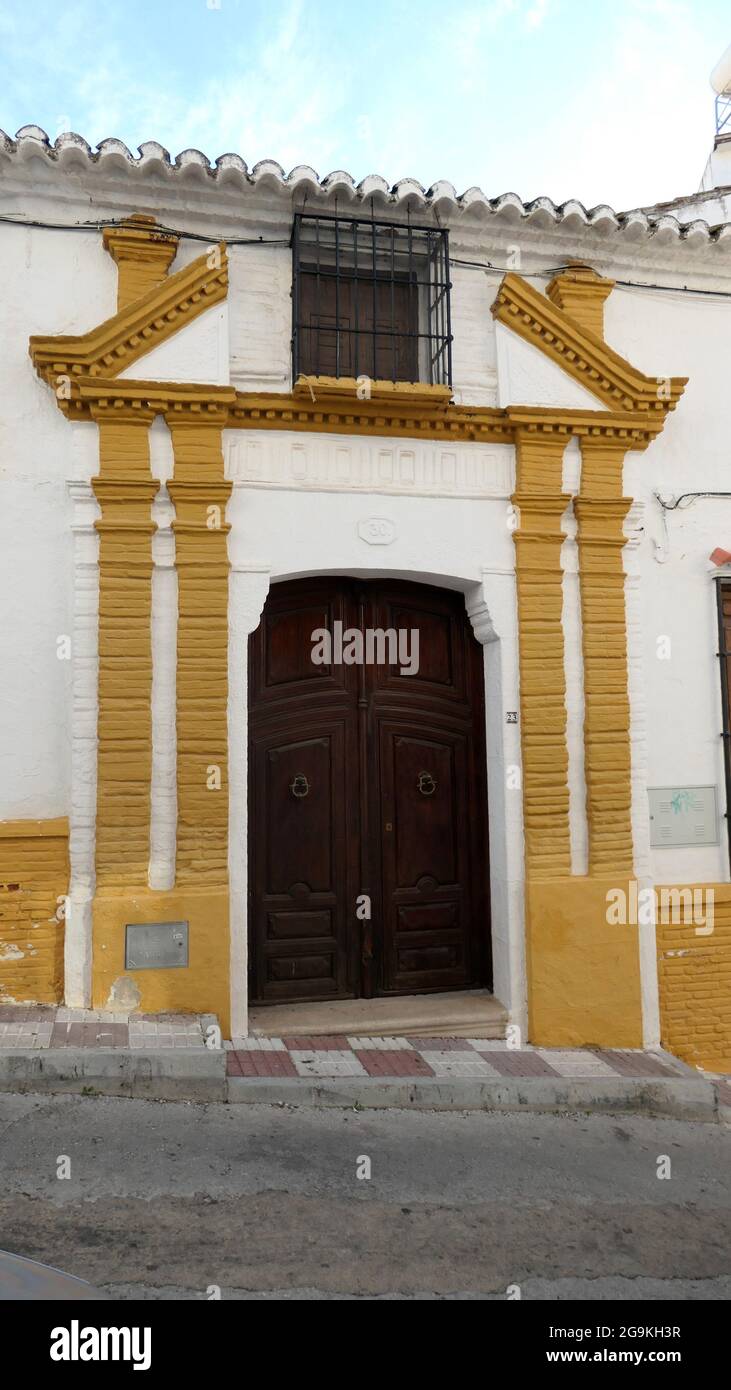 Mustard yellow painted column like brick painted on front elevation of ...