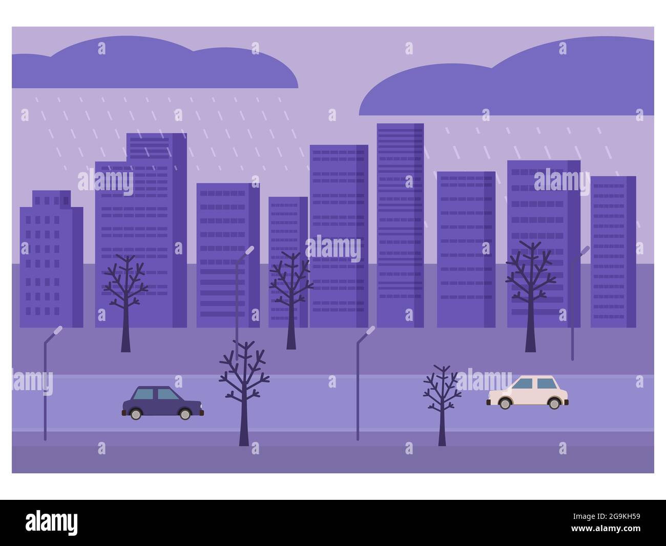 Autumn landscape sity, rain buildings, street. Banner for cover baner ...