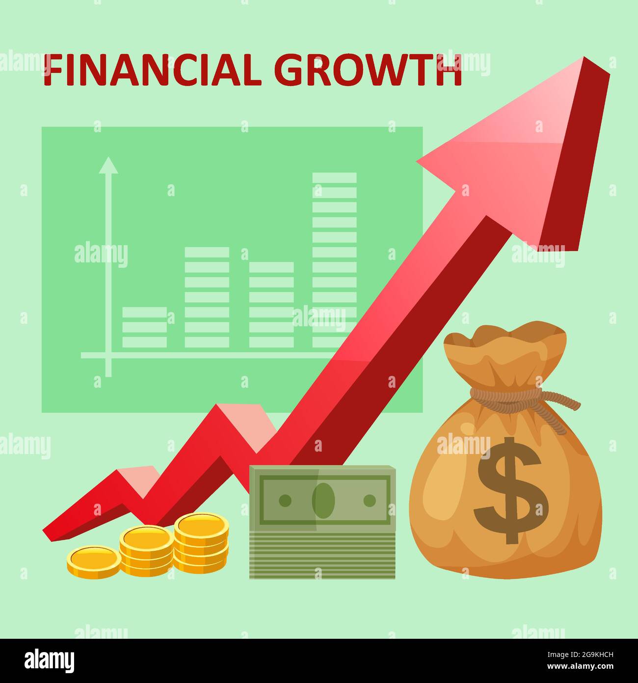 Financial Revenue Increase, Income growth money rate rising up. Arrow ...