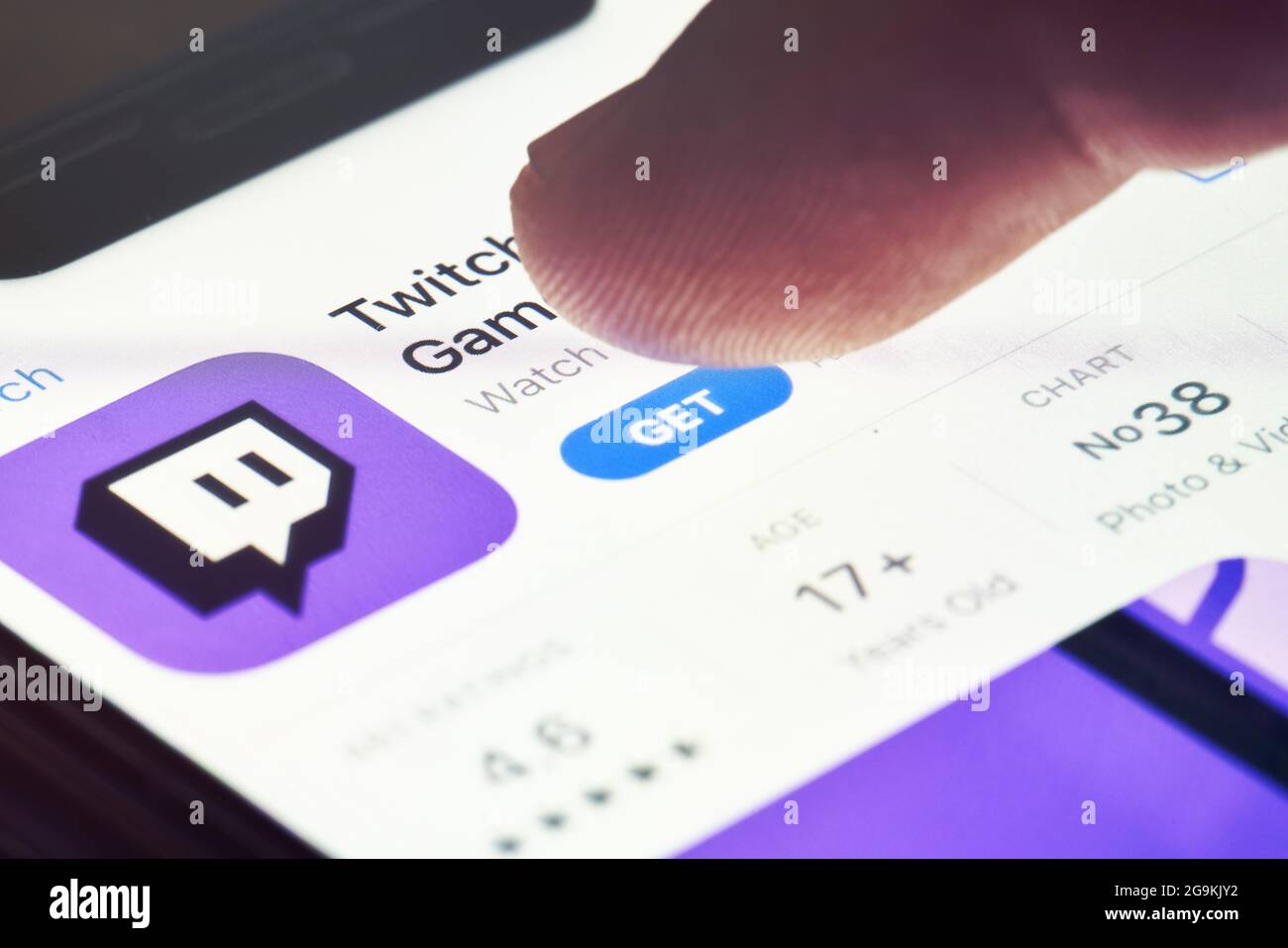 Tashkent, Uzbekistan - July 6, 2021: Twitch application opened in apple ... Tashkent, Uzbekistan - July 6, 2021: Twitch application opened in apple ...