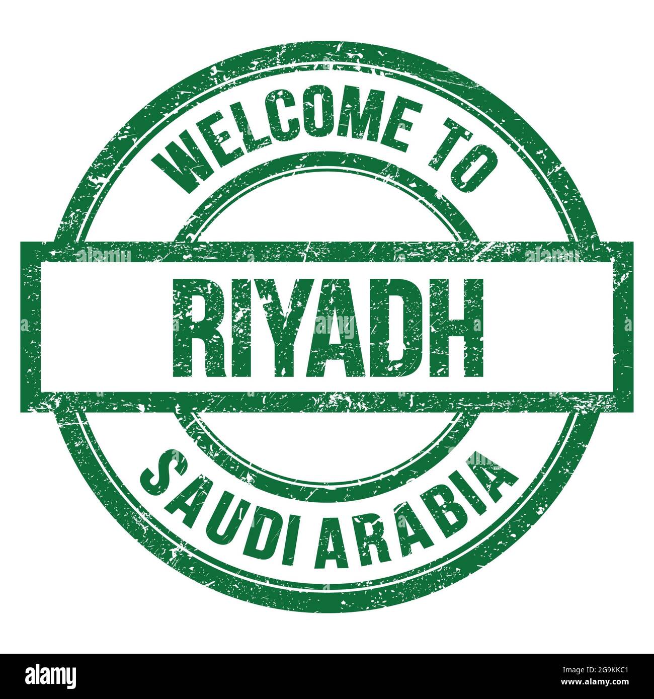 WELCOME TO RIYADH - SAUDI ARABIA, words written on green round simple ...