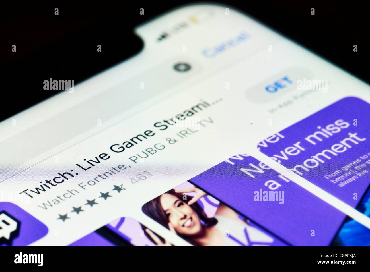 Tashkent, Uzbekistan - July 6, 2021: Twitch application opened in apple ...