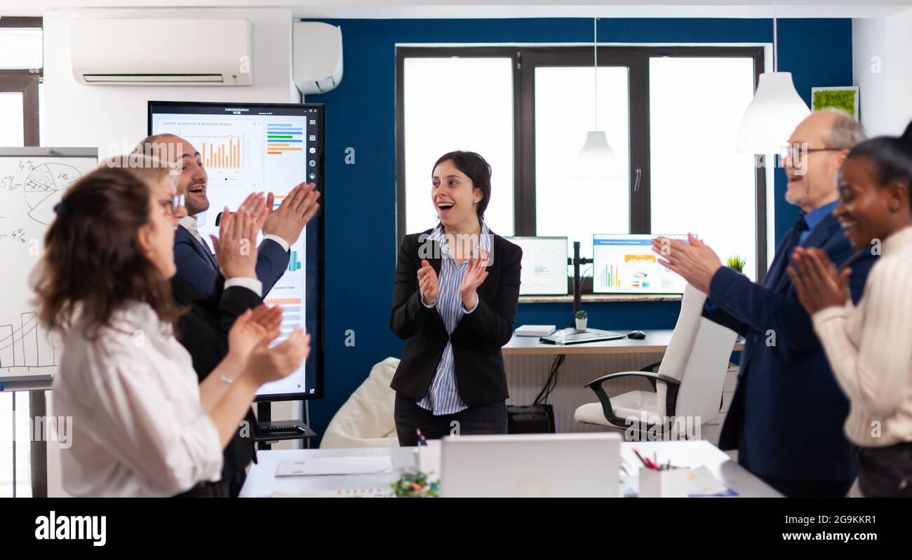 Corporate business team achieving success concept for startup in ...