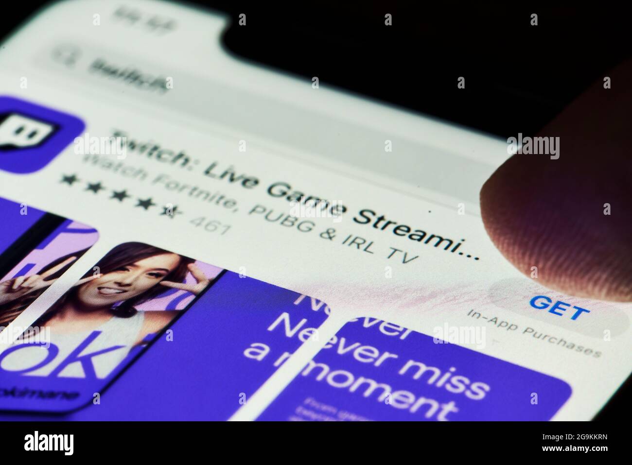Tashkent, Uzbekistan - July 6, 2021: Twitch application opened in apple ... Tashkent, Uzbekistan - July 6, 2021: Twitch application opened in apple ...
