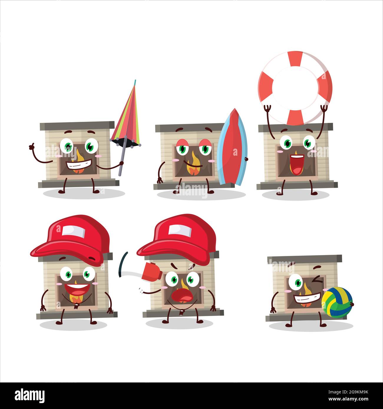 Happy Face house fireplaces with fire cartoon character playing on a ...