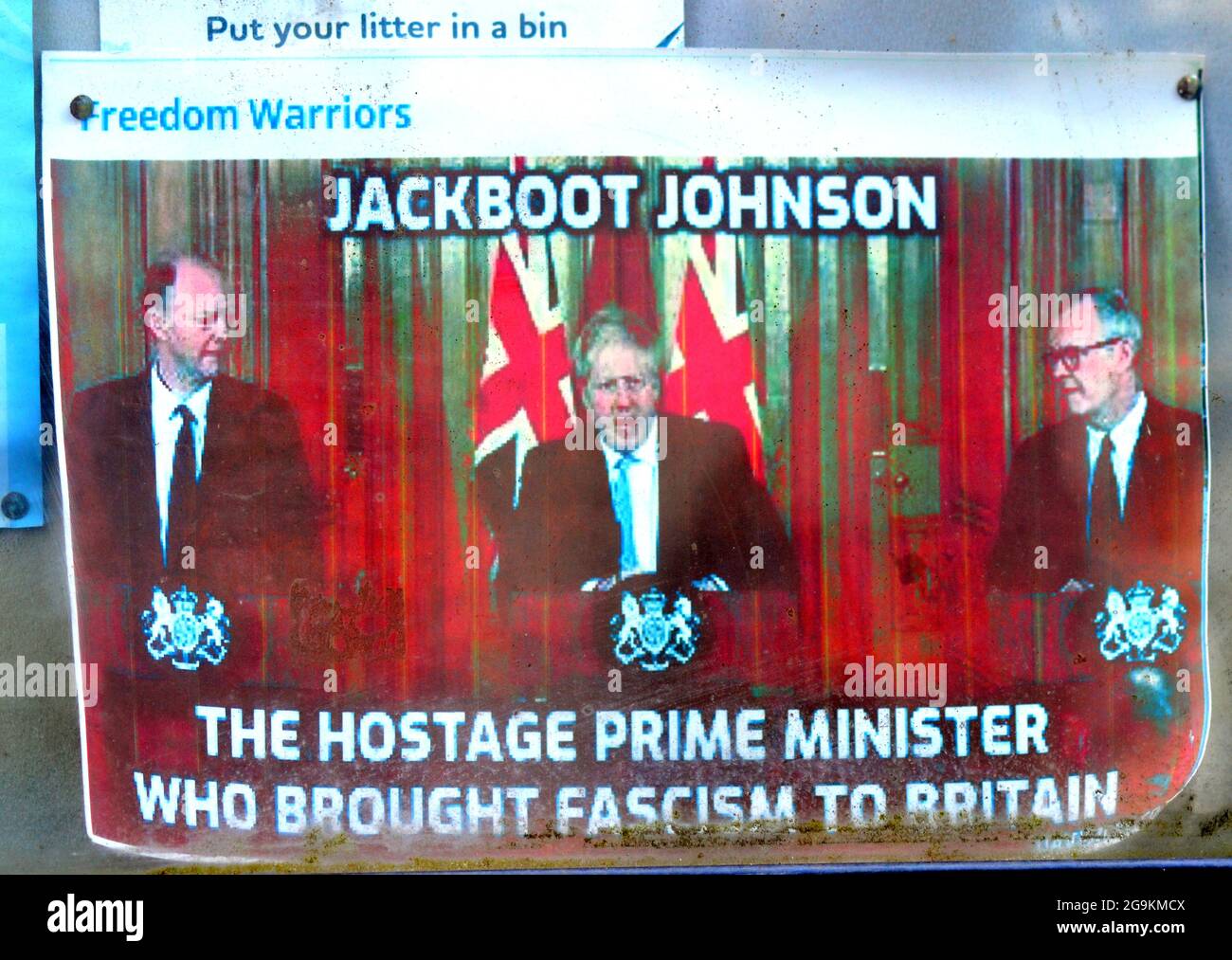 Anti vaxxer poster criticising Boris Johnson flyposted in Manchester ...