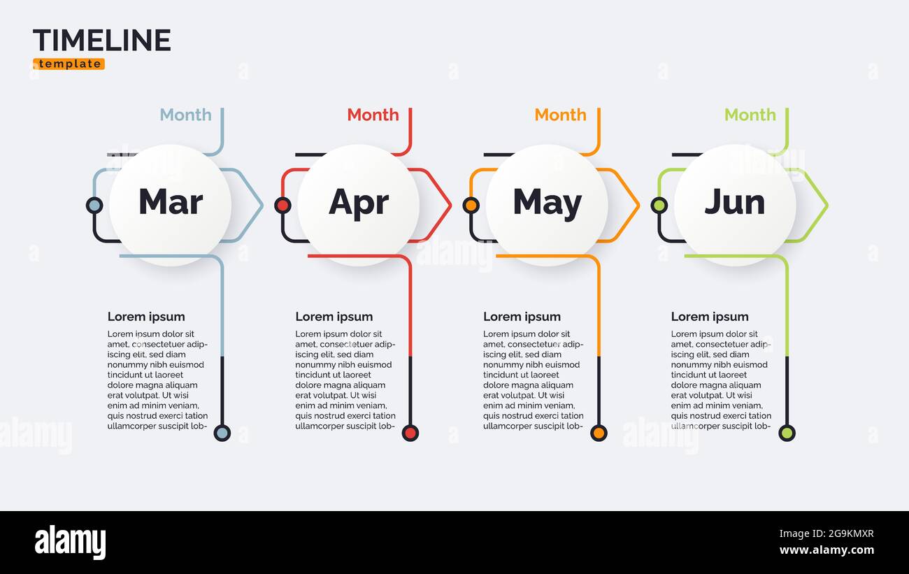 Vector timeline minimal infographic concept template with four periods ...