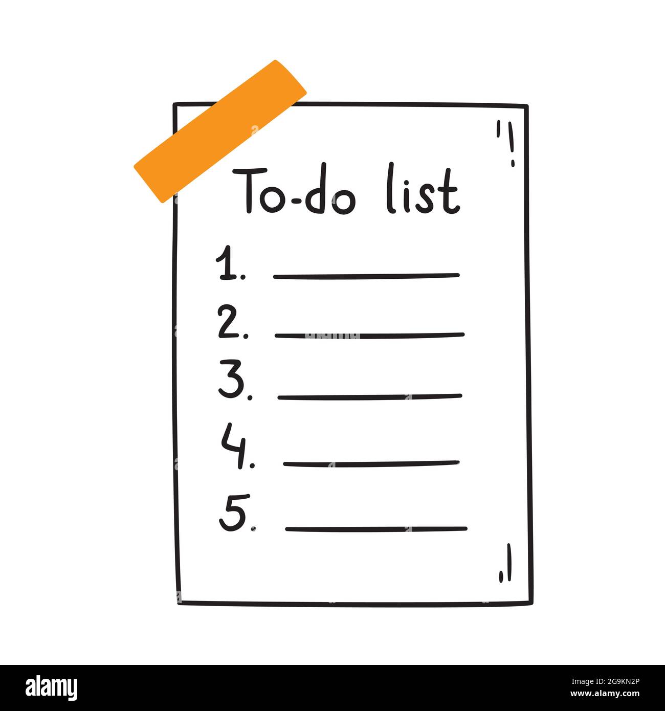 To do list. Hand drawn paper paper sheet is glued with tape. Memo list ...