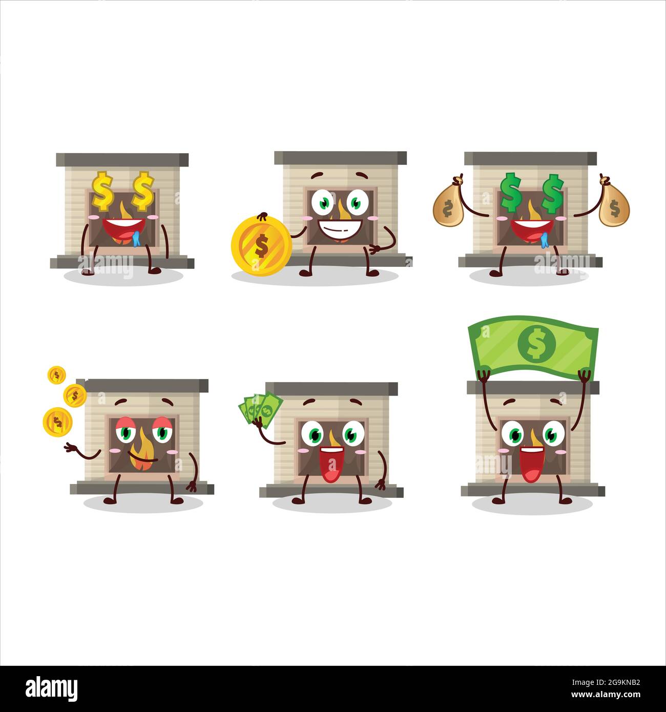 House fireplaces with fire cartoon character with cute emoticon bring ...