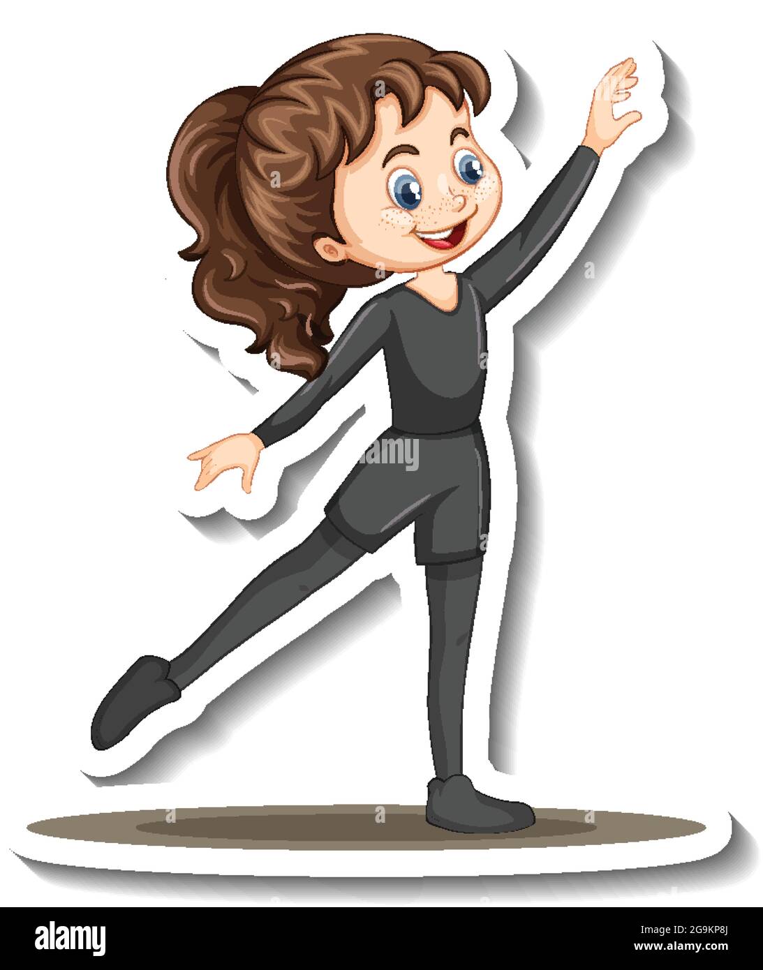 Cartoon character sticker with a girl dance ballet illustration Stock ...