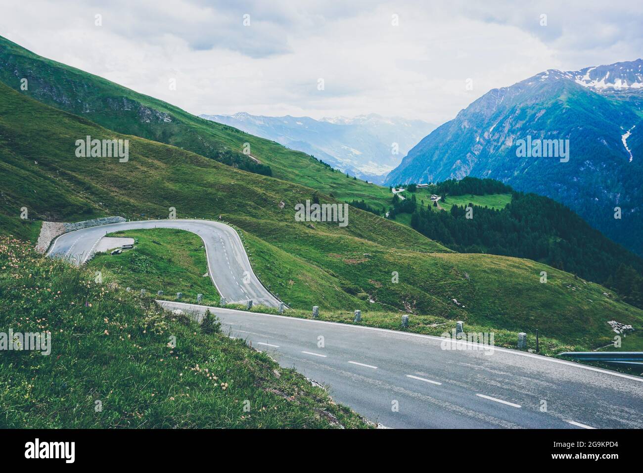Highway through the green mountains in Fusch, Austria Stock Photo - Alamy