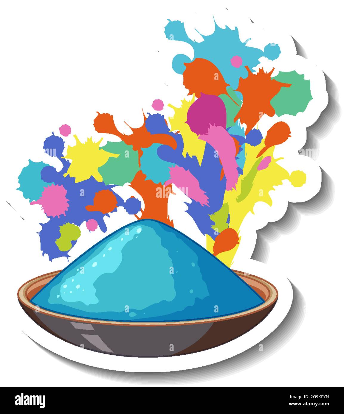 Blue powder colour in a bowl on white background illustration Stock ...