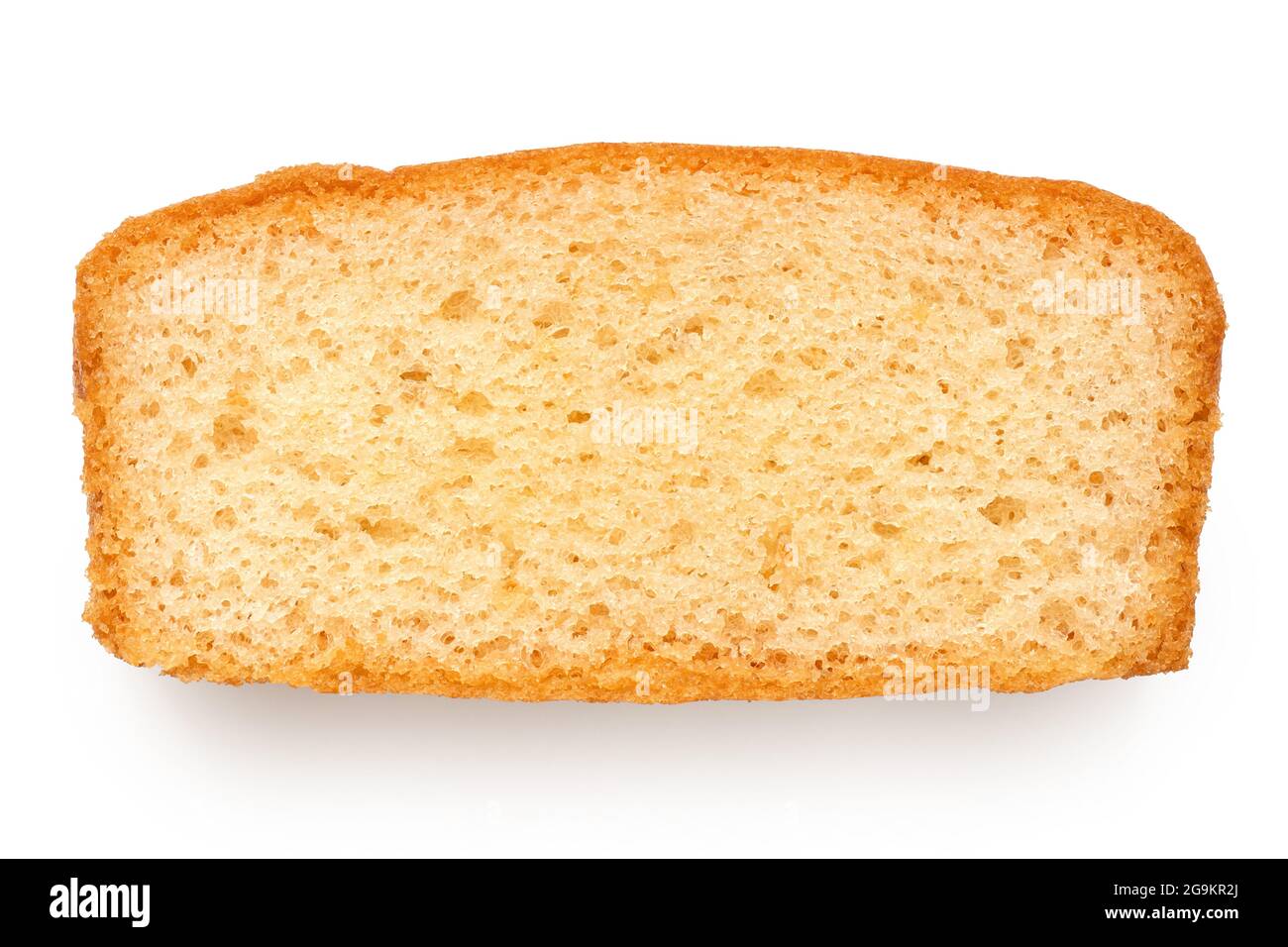 Slice of plain sponge cake isolated on white. Top view Stock Photo - Alamy