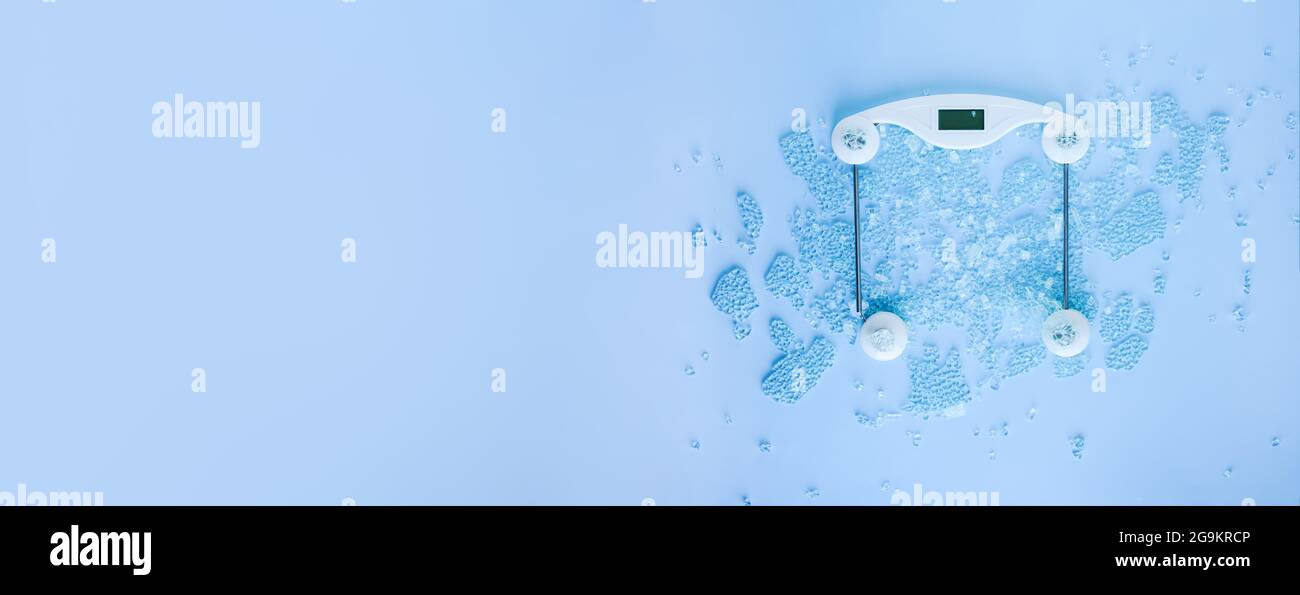 Broken digital human scale on the floor for measuring people.Cracked ...