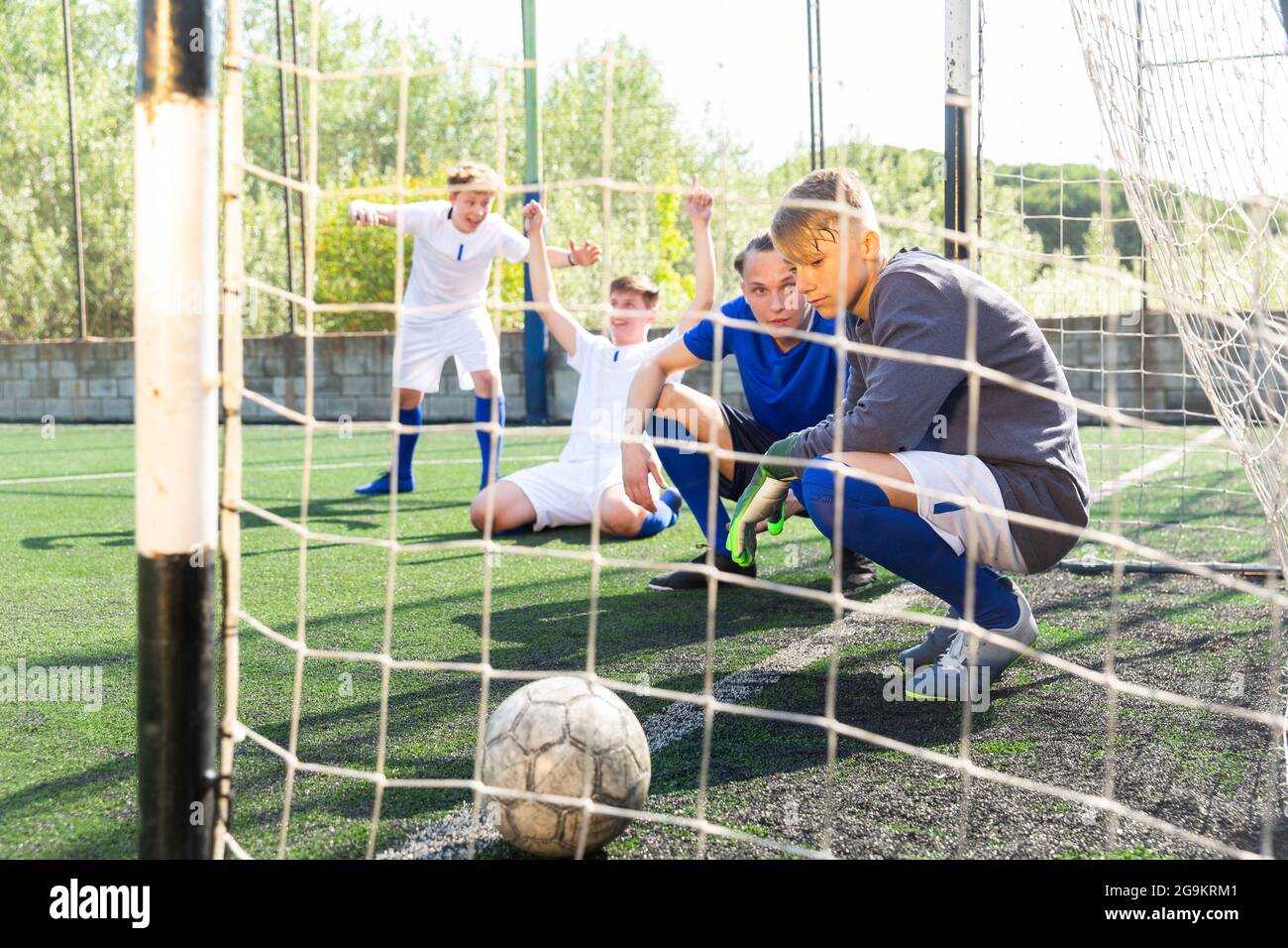 Goalkipper didn't catch ball Stock Photo - Alamy