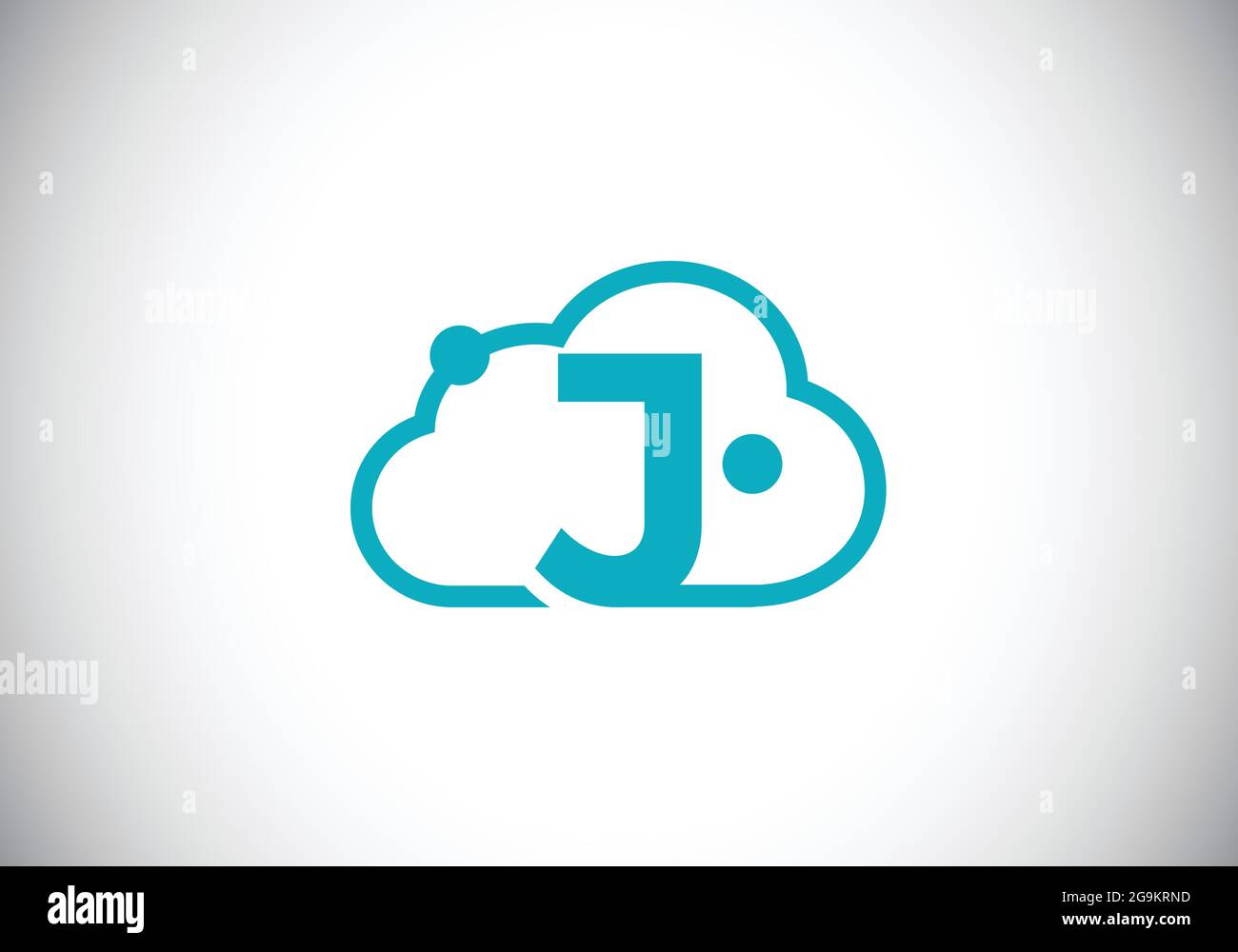 Initial J monogram letter alphabet with the cloud. Cloud computing ...
