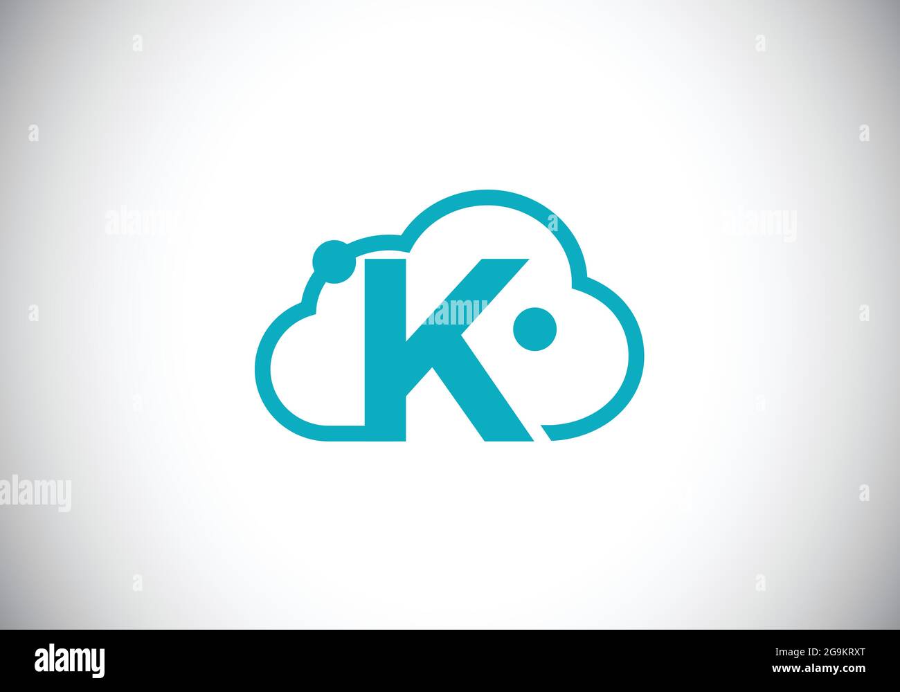 Initial K monogram letter alphabet with the cloud. Cloud computing ...