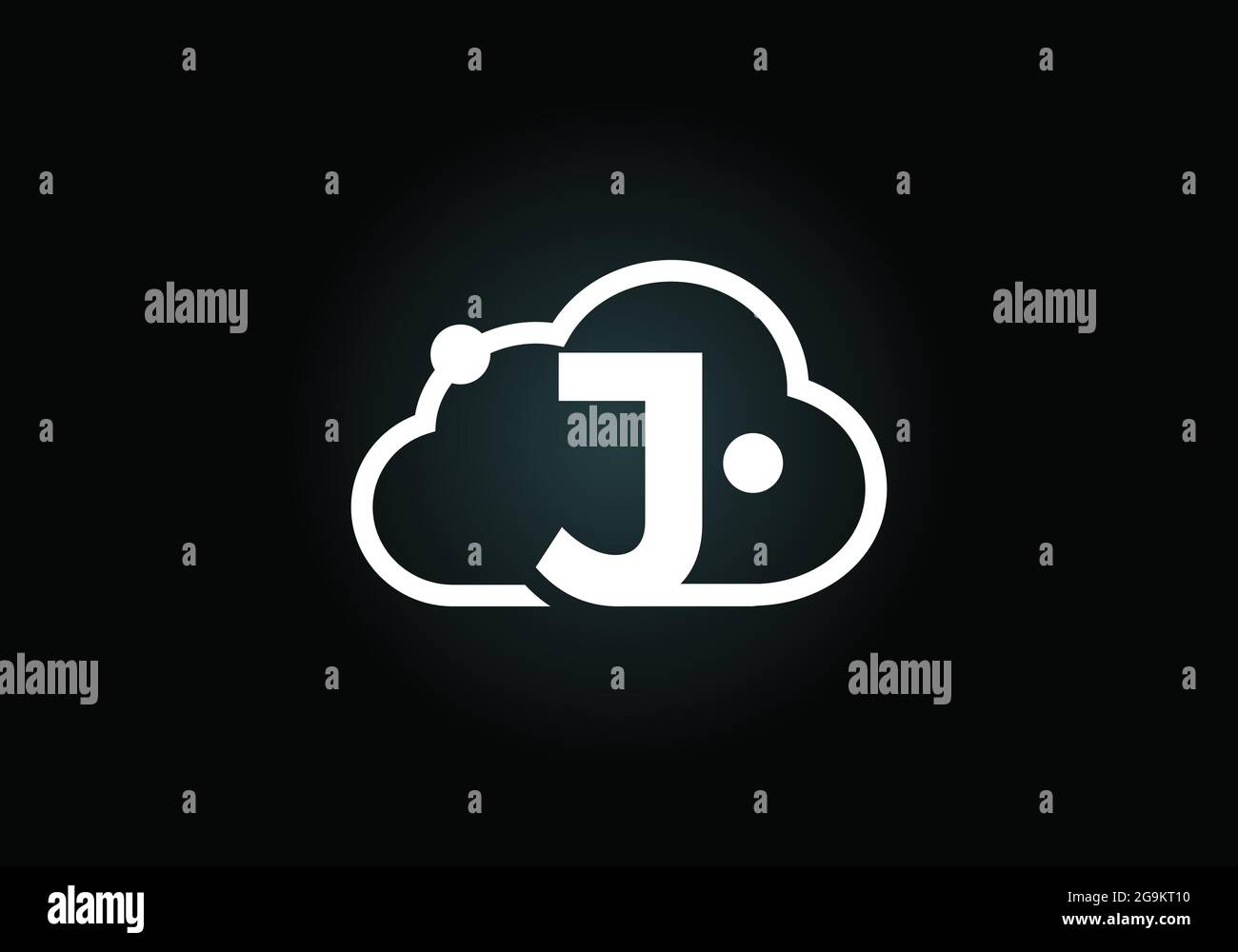 Initial J monogram letter alphabet with the cloud. Cloud computing ...