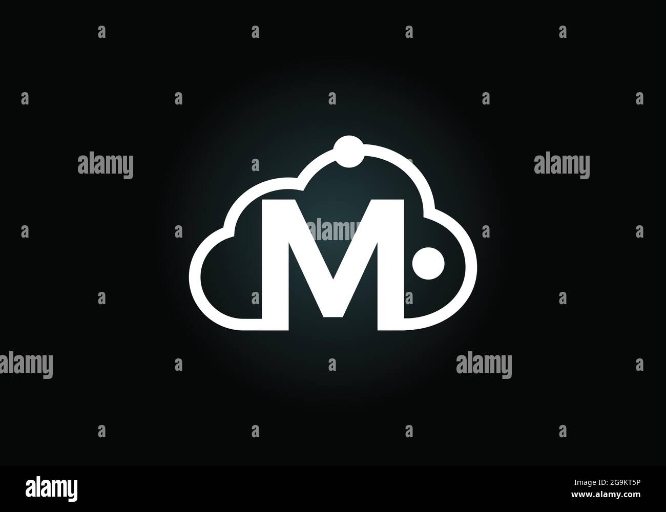 Initial M monogram letter alphabet with the cloud. Cloud computing ...