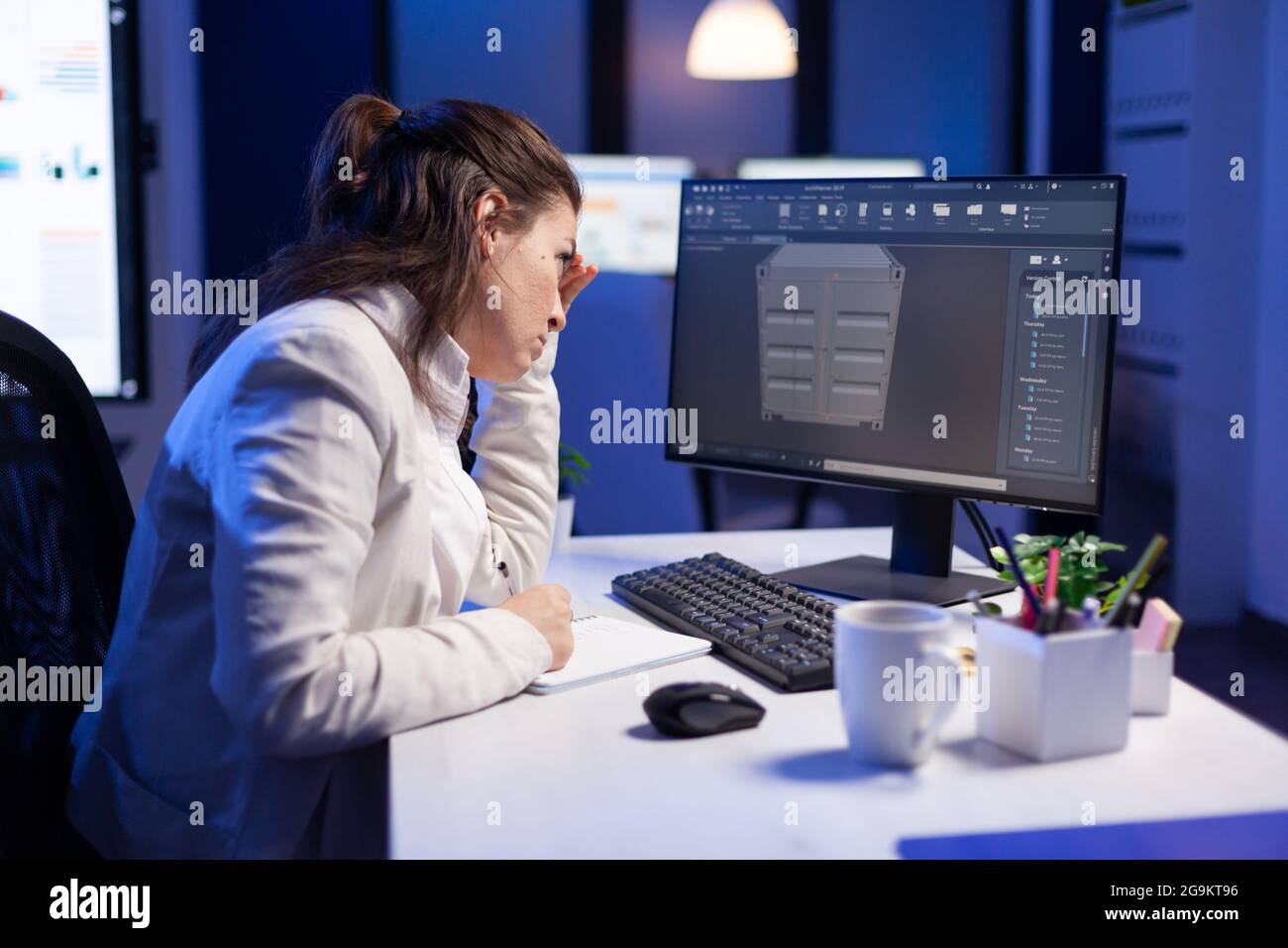 Engineer looking at cad software 3D prototype design concept of ...