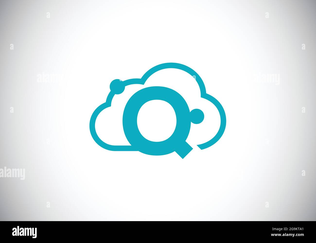 Initial Q monogram letter alphabet with the cloud. Cloud computing ...