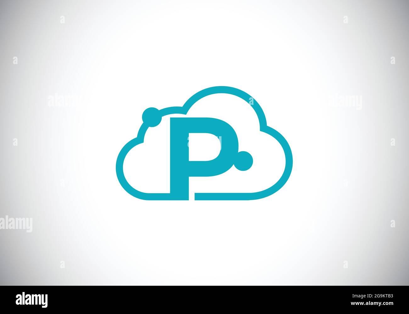 Initial P monogram letter alphabet with the cloud. Cloud computing ...