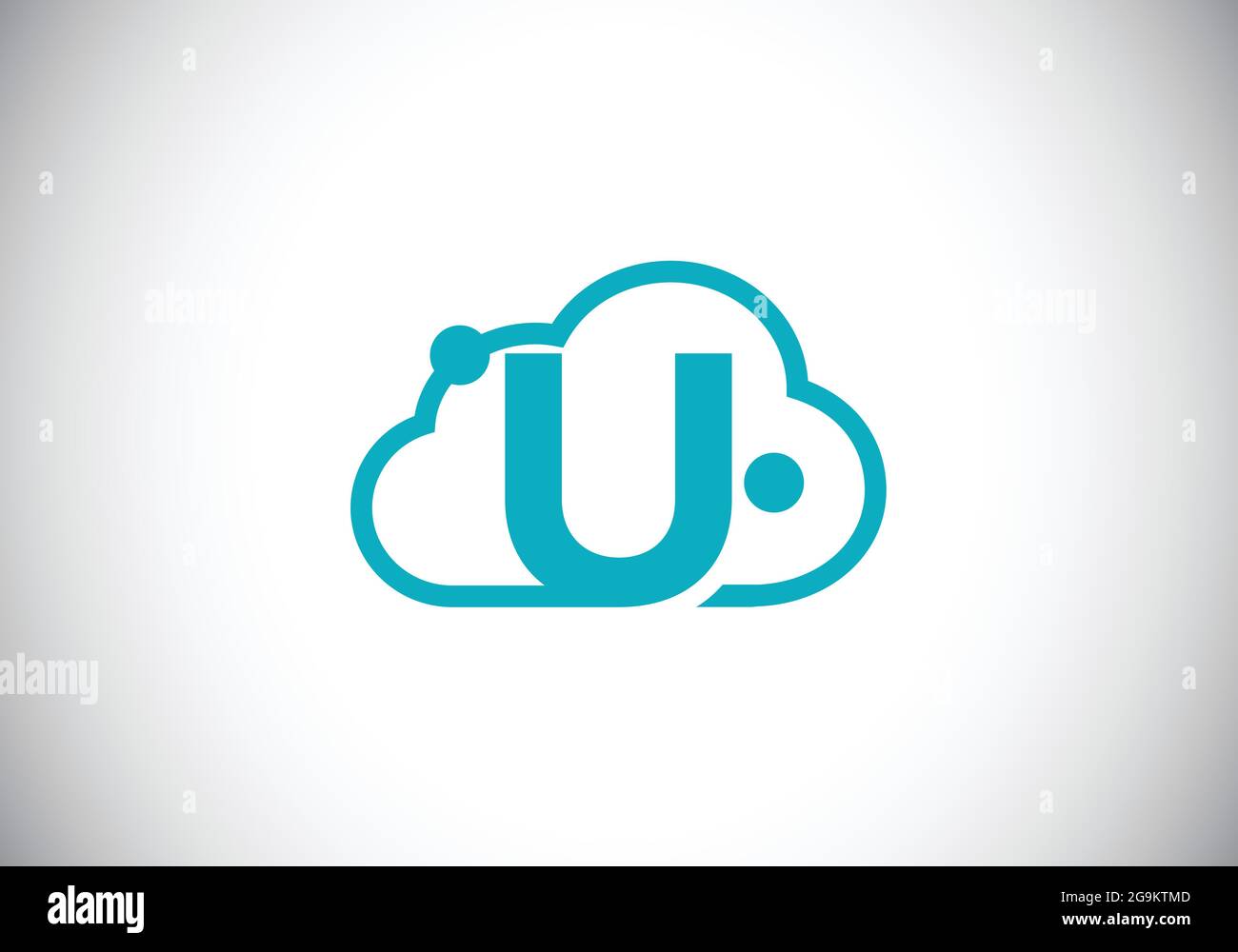 Initial U monogram letter alphabet with the cloud. Cloud computing ...