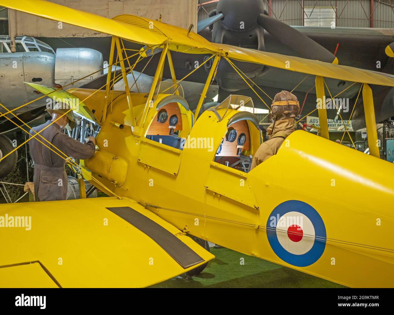 A Tiger Moth biplane on display at the Aviation Heritage Museum in ...