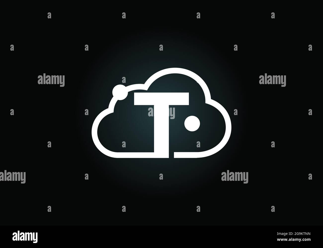 Initial T monogram letter alphabet with the cloud. Cloud computing ...