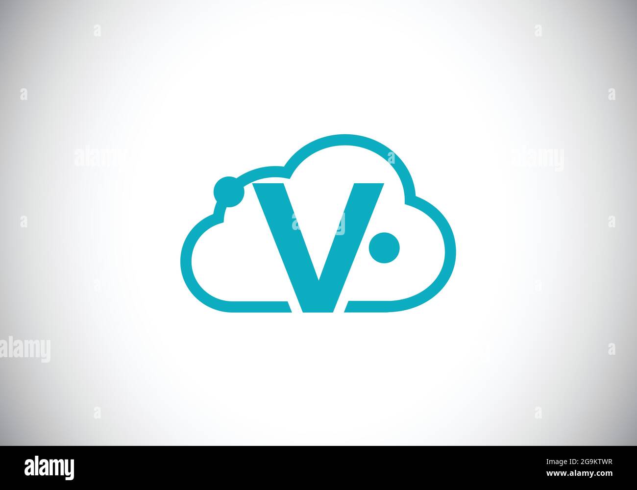 Initial V monogram letter alphabet with the cloud. Cloud computing ...