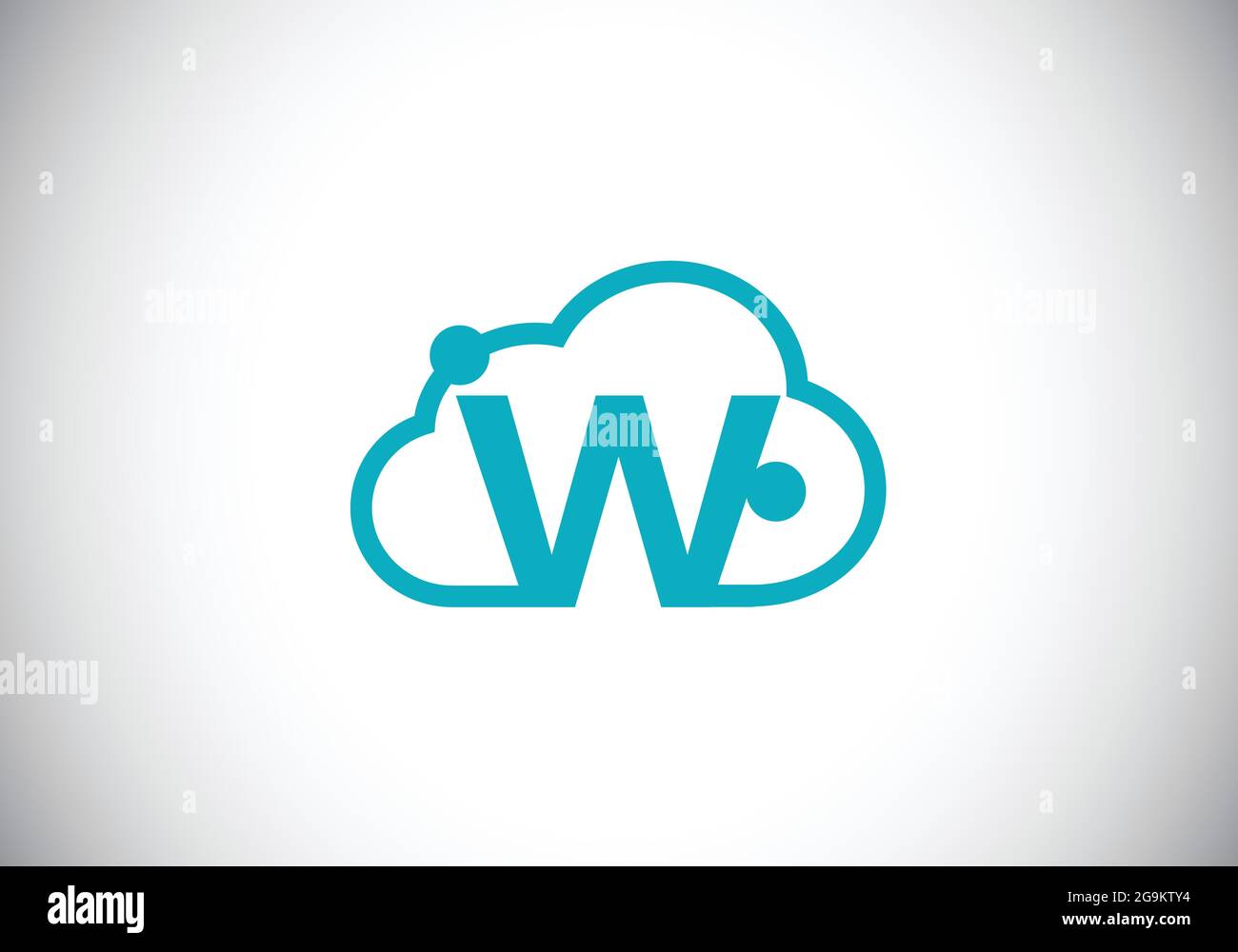 Initial W monogram letter alphabet with the cloud. Cloud computing ...