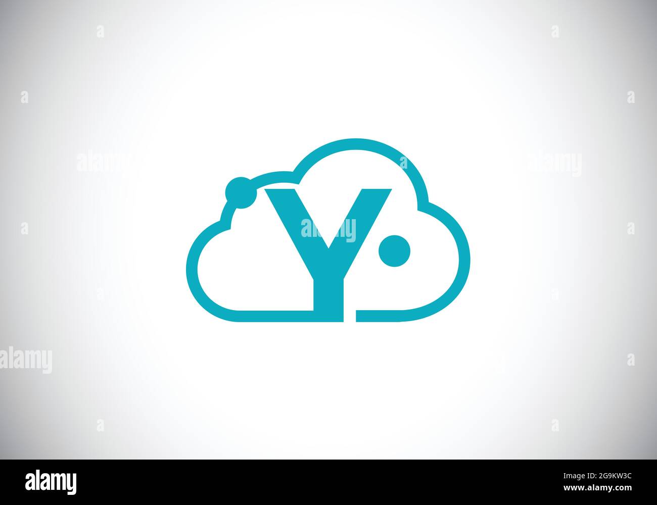 Initial Y monogram letter alphabet with the cloud. Cloud computing ...