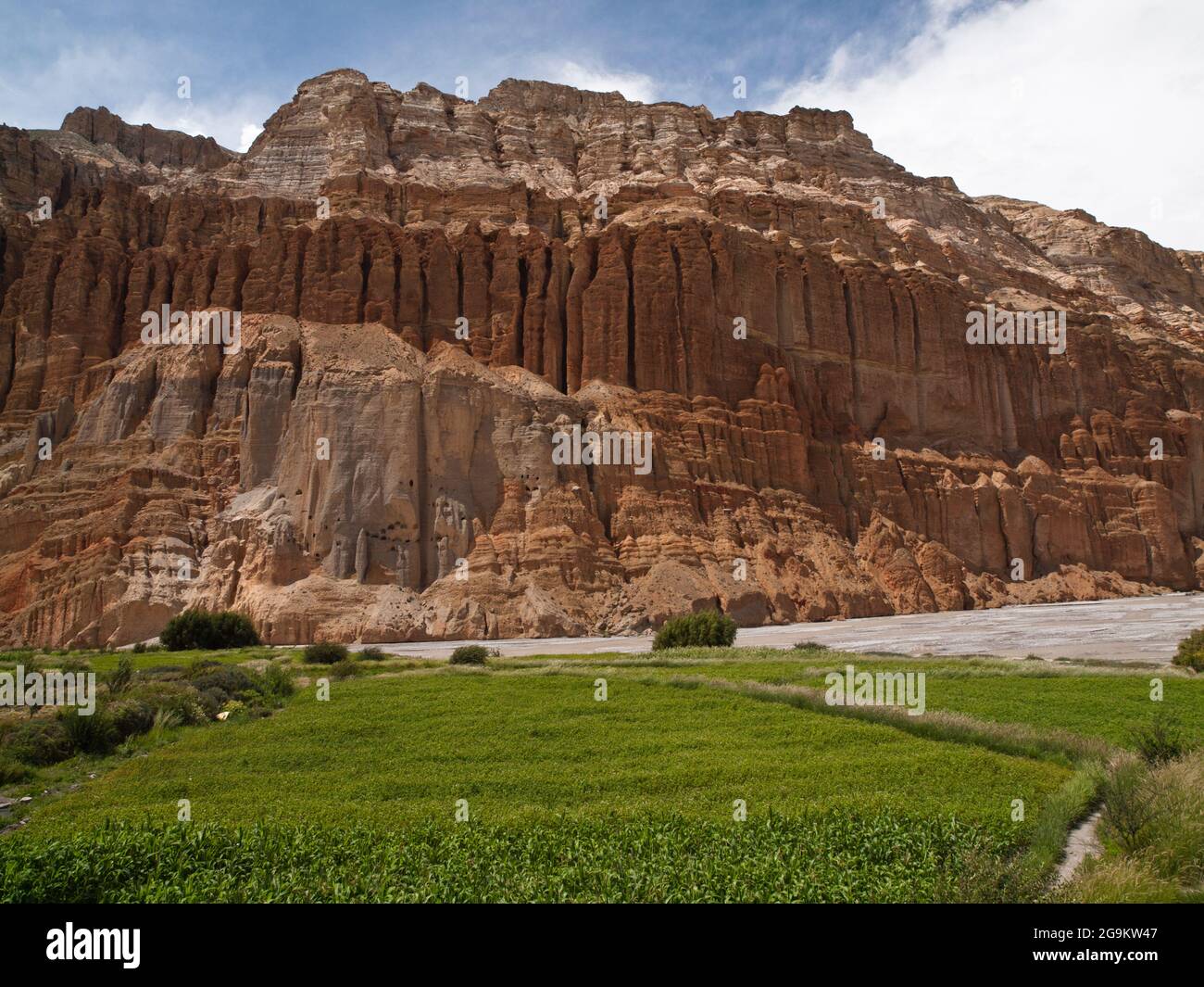 Buddhist cliff ("sky") caves above Kali Gandaki, Chhusang, Upper ...