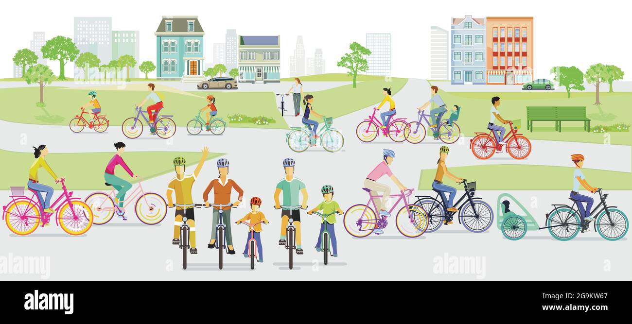 Family spring bicycles Stock Vector Images - Alamy