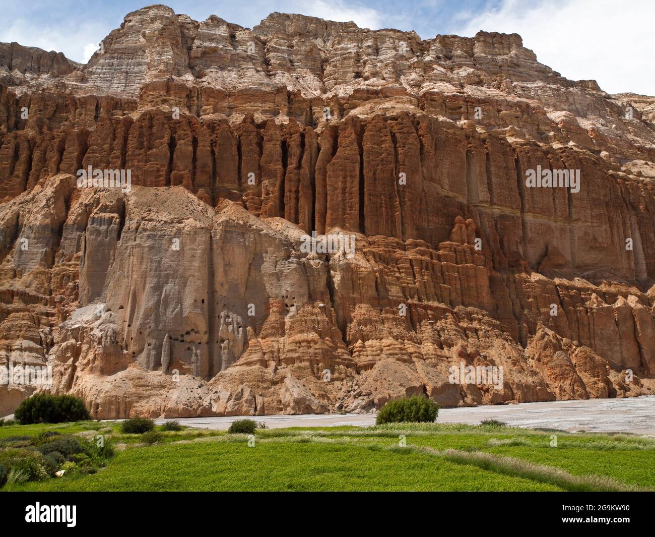 Buddhist cliff ("sky") caves above Kali Gandaki, Chhusang, Upper ...