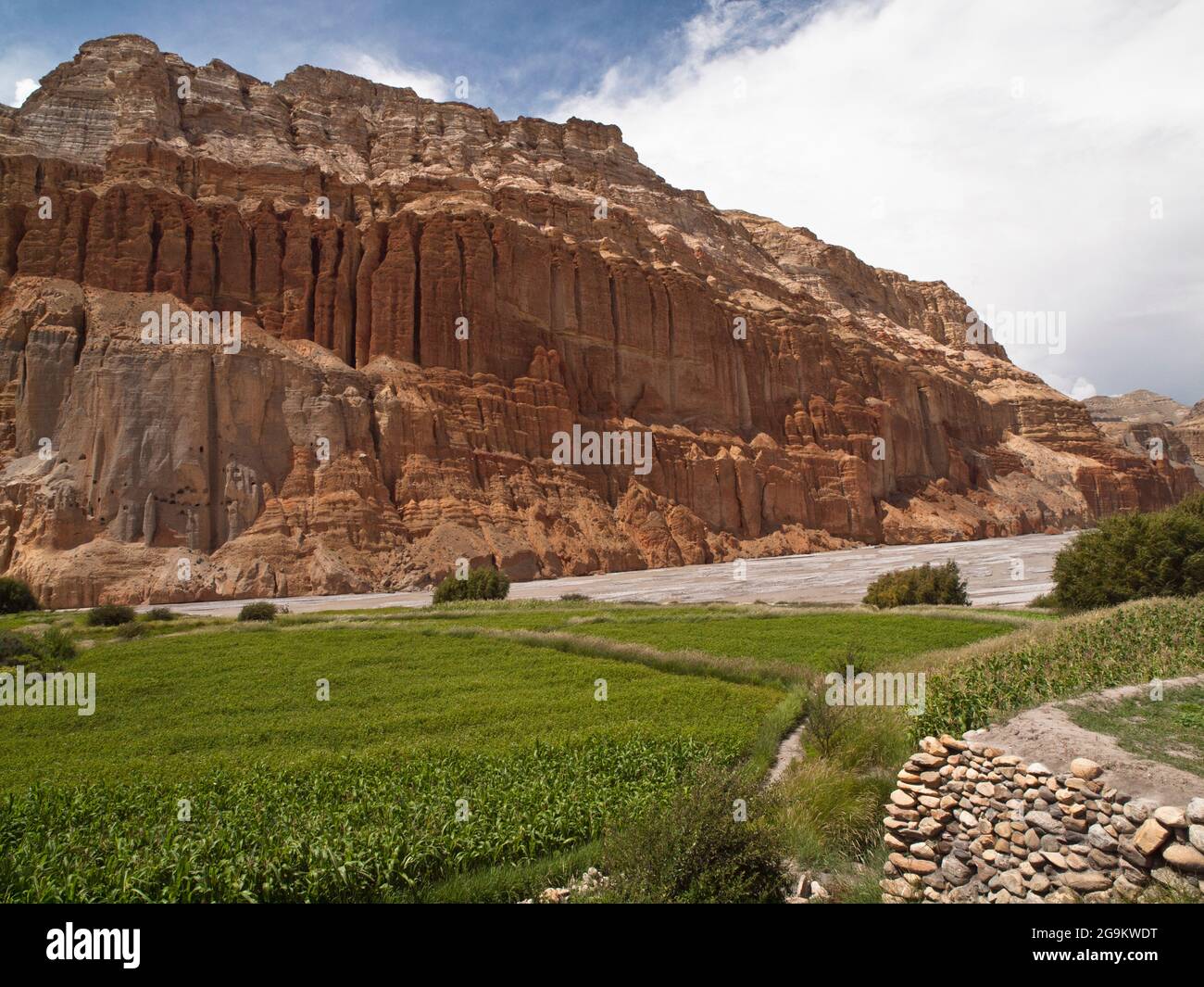 Buddhist cliff ("sky") caves above Kali Gandaki, Chhusang, Upper ...