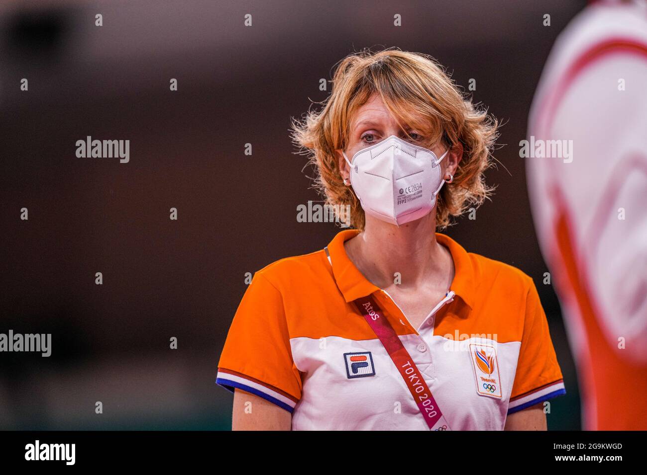 Tokyo, Japan. 27th July, 2021. TOKYO, JAPAN - JULY 27: Physiotherapist ...