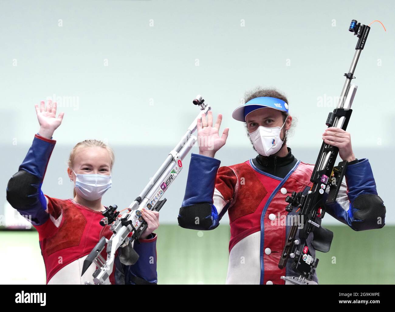 Tokyo, Japan. 27th July, 2021. Bronze Medalists Yulia Karimova (L) and ...