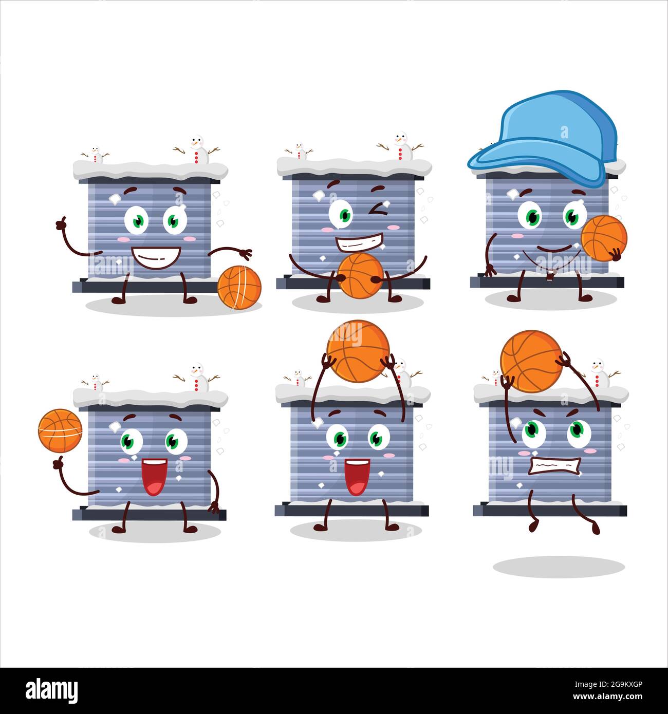 Talented chimney snow cartoon character as a basketball athlete. Vector ...