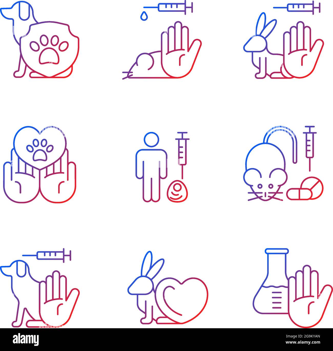 Stop animal testing gradient linear vector icons set Stock Vector Image ...